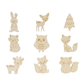 Decorate Your Own Woodland Animal Wooden Shapes 9 Pack | Hobbycraft