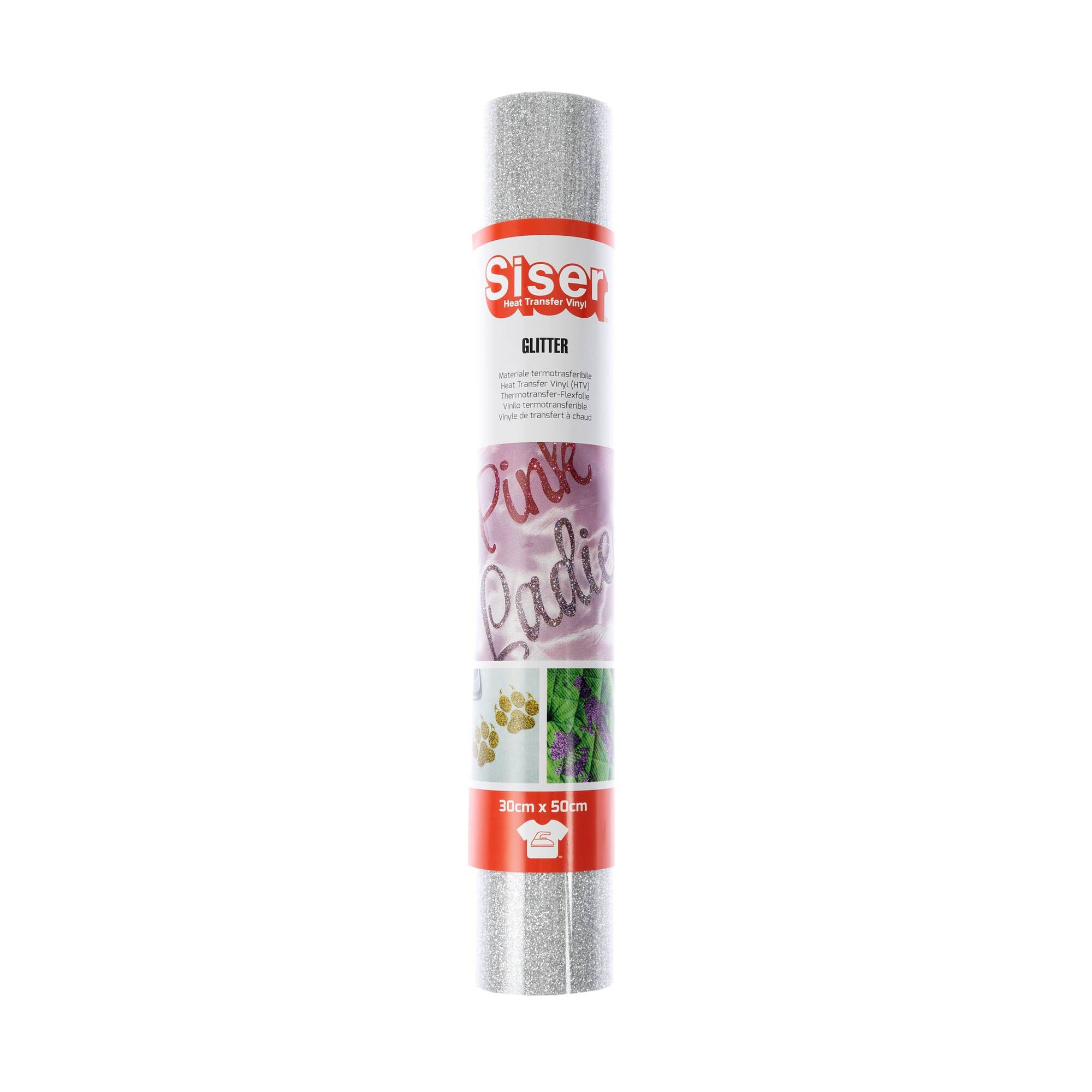 Siser Silver Glitter Heat Transfer Vinyl 30cm x 50cm | Hobbycraft