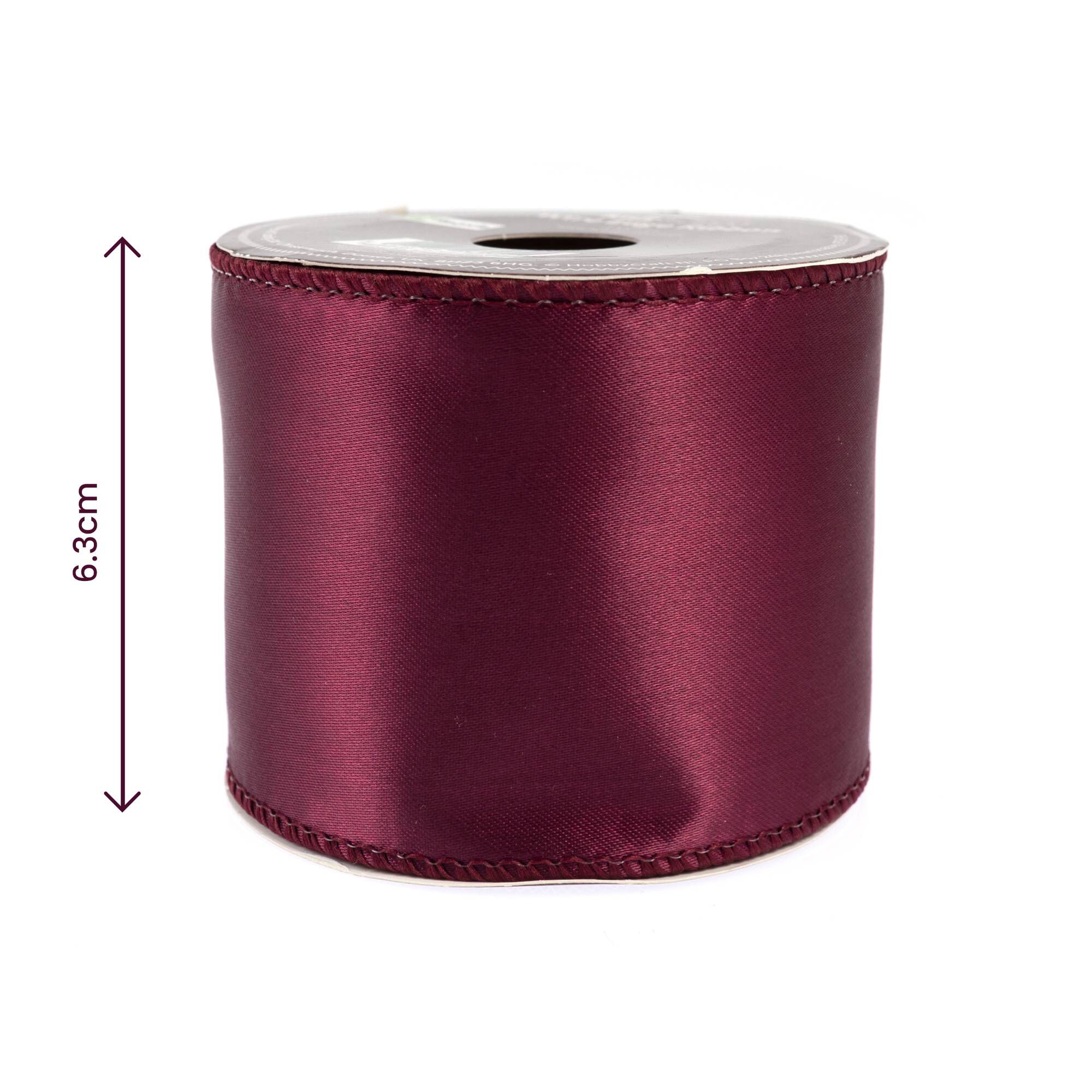 Burgundy Wire Edge Satin Ribbon 63mm x 3m | Hobbycraft