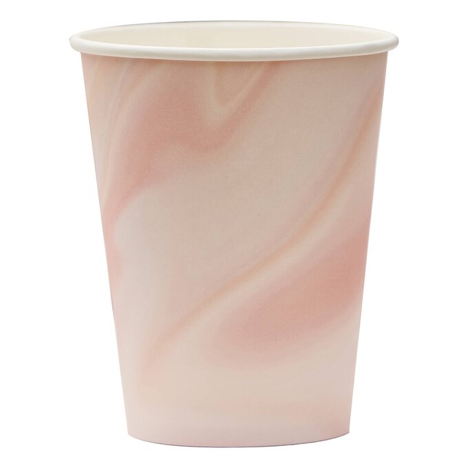 Ginger Ray Pink Marble Paper Cups 8 Pack | Hobbycraft