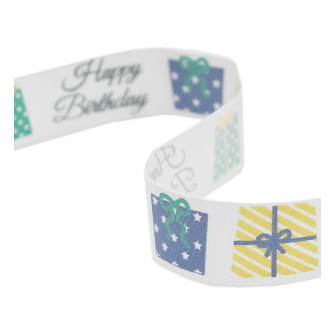 Blue Happy Birthday Satin Ribbon 19mm x 4m | Hobbycraft