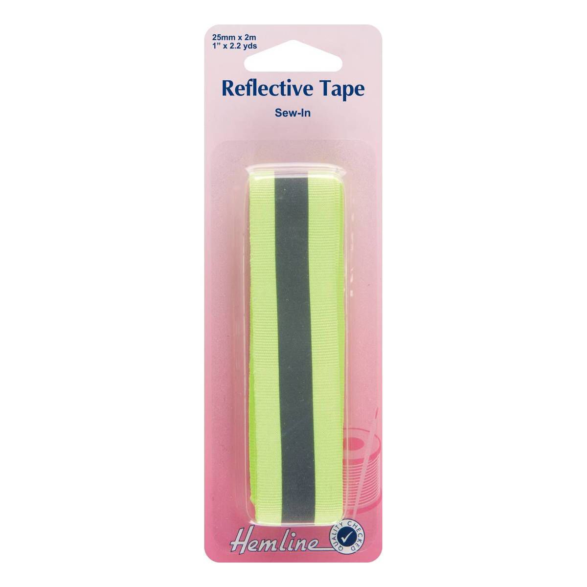 Hemline Yellow Reflective Tape 25 mm x 2 m | Hobbycraft