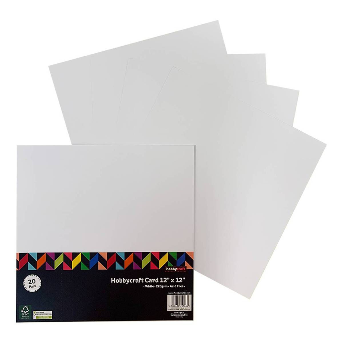 White Card 12 x 12 Inches 20 Pack | Hobbycraft