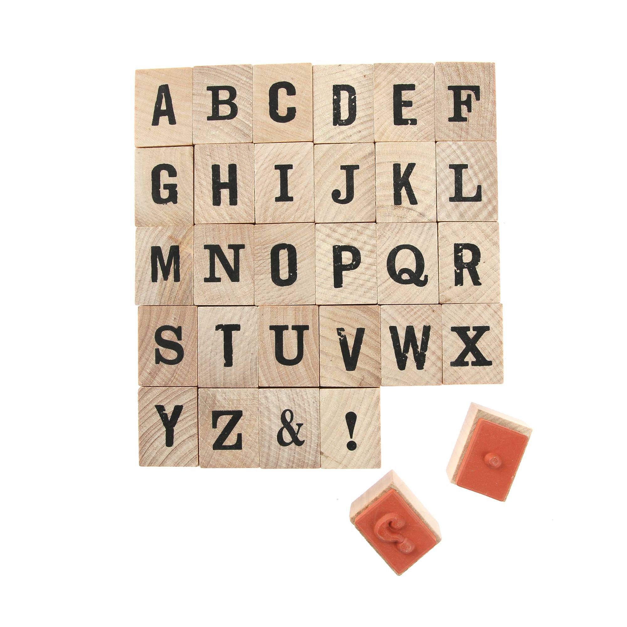 Bold Alphabet Wooden Stamp Set 30 Pieces | Hobbycraft