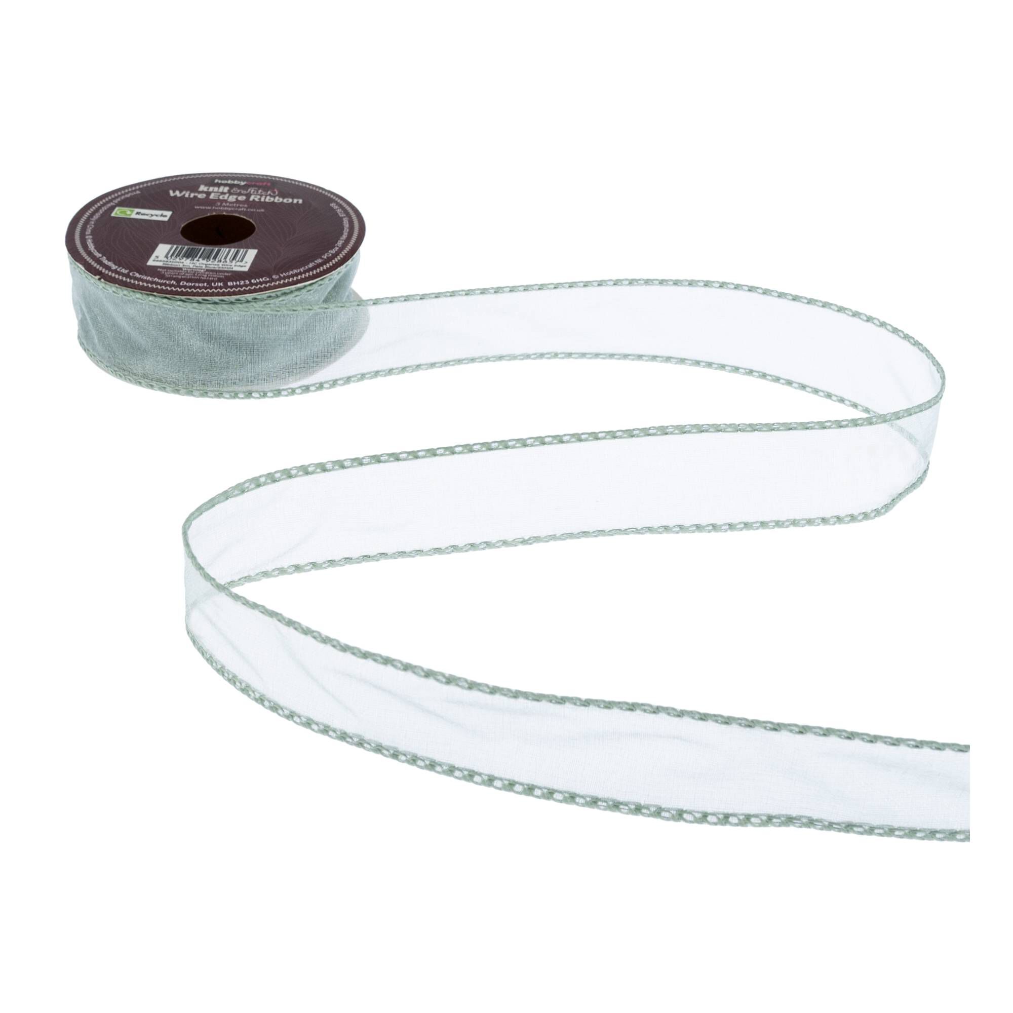 Pale Blue Wire Edge Organza Ribbon 25mm x 3m | Hobbycraft
