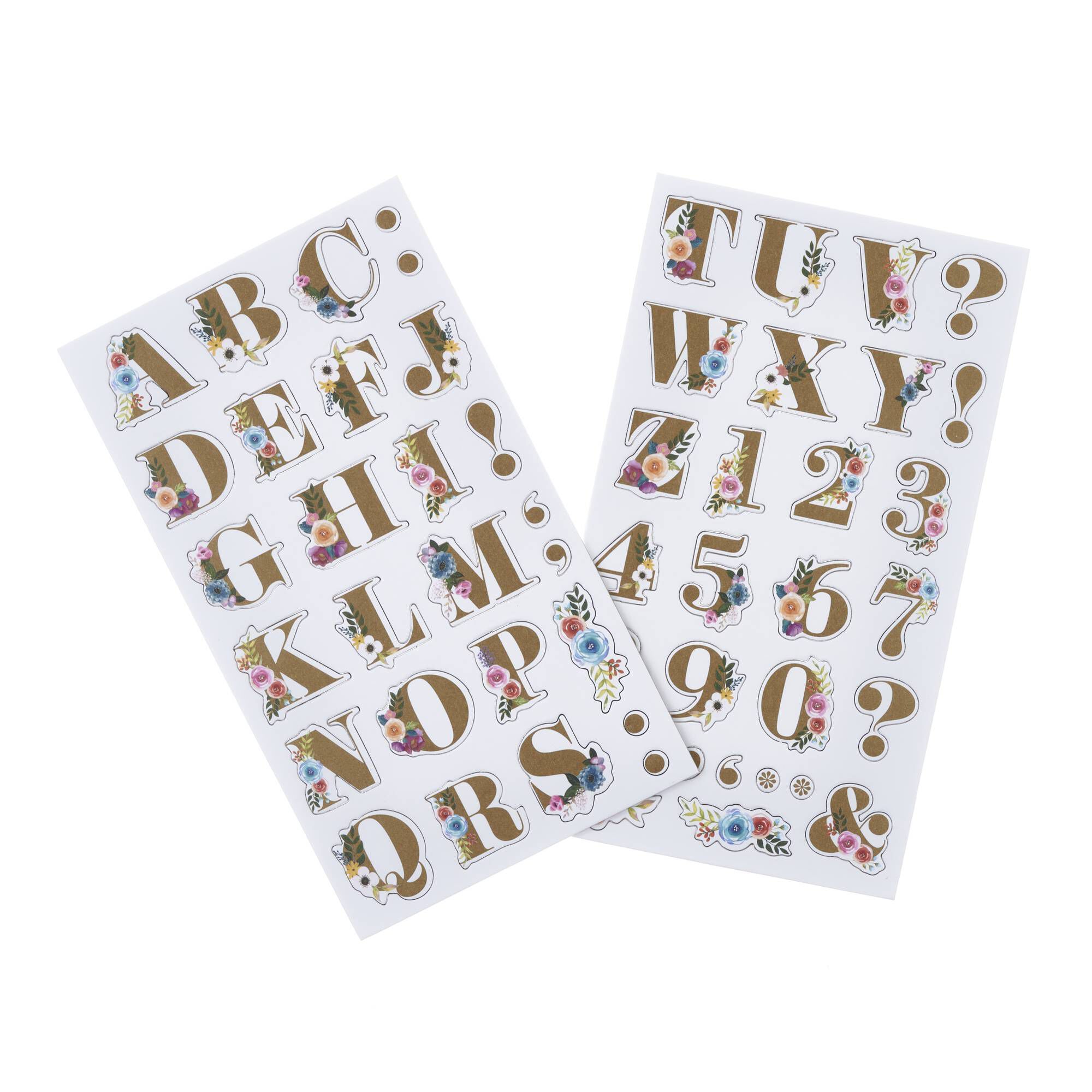 Floral Alphabet Chipboard Stickers 55 Pieces | Hobbycraft