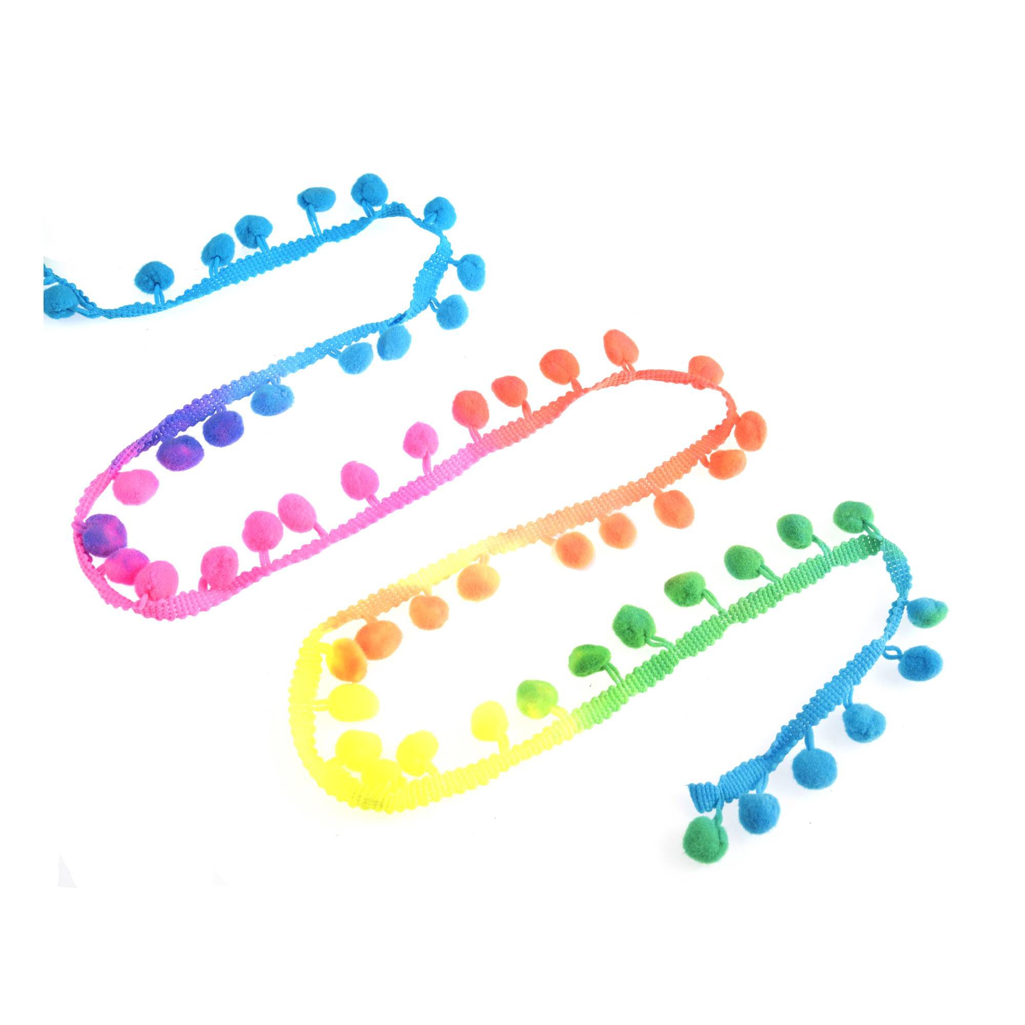 Neon 25mm Pom Pom Trim by the Metre | Hobbycraft