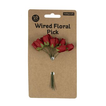Mini Red Rose Wired Floral Picks 10 Pack | Hobbycraft