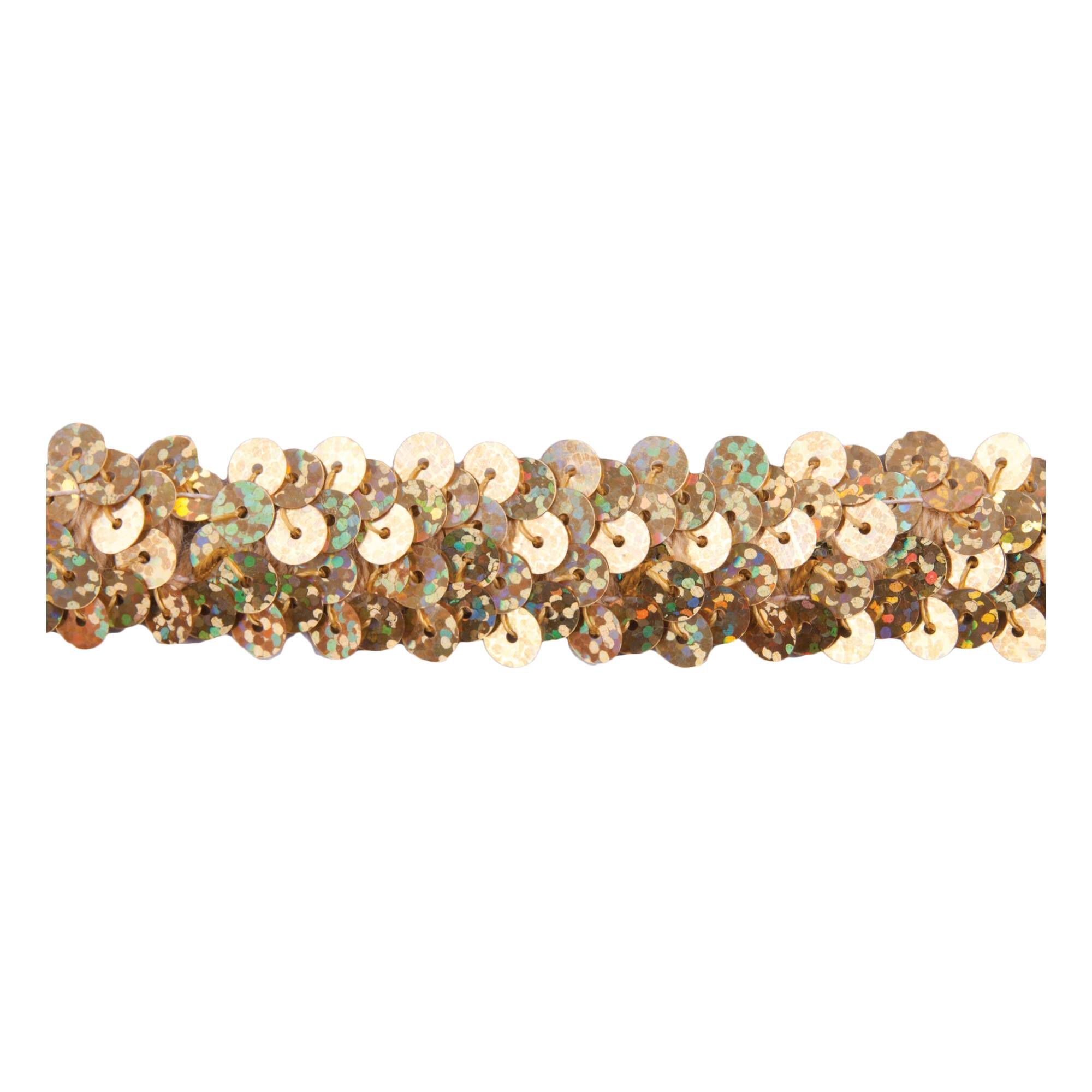 Gold 20mm Holographic Sequin Stretch Trim by the Metre | Hobbycraft
