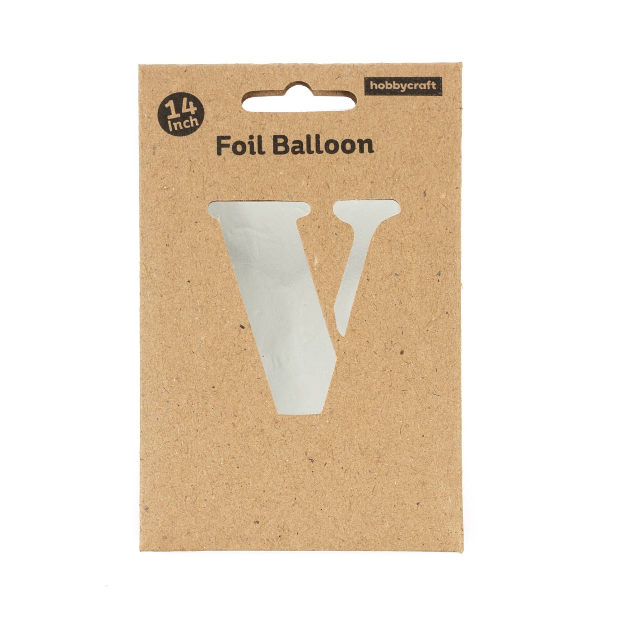 Silver Foil Letter V Balloon | Hobbycraft