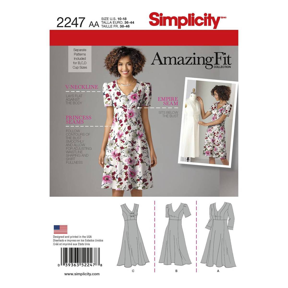 Simplicity Women's Fit Dress Sewing Pattern 2247 (10-18) | Hobbycraft