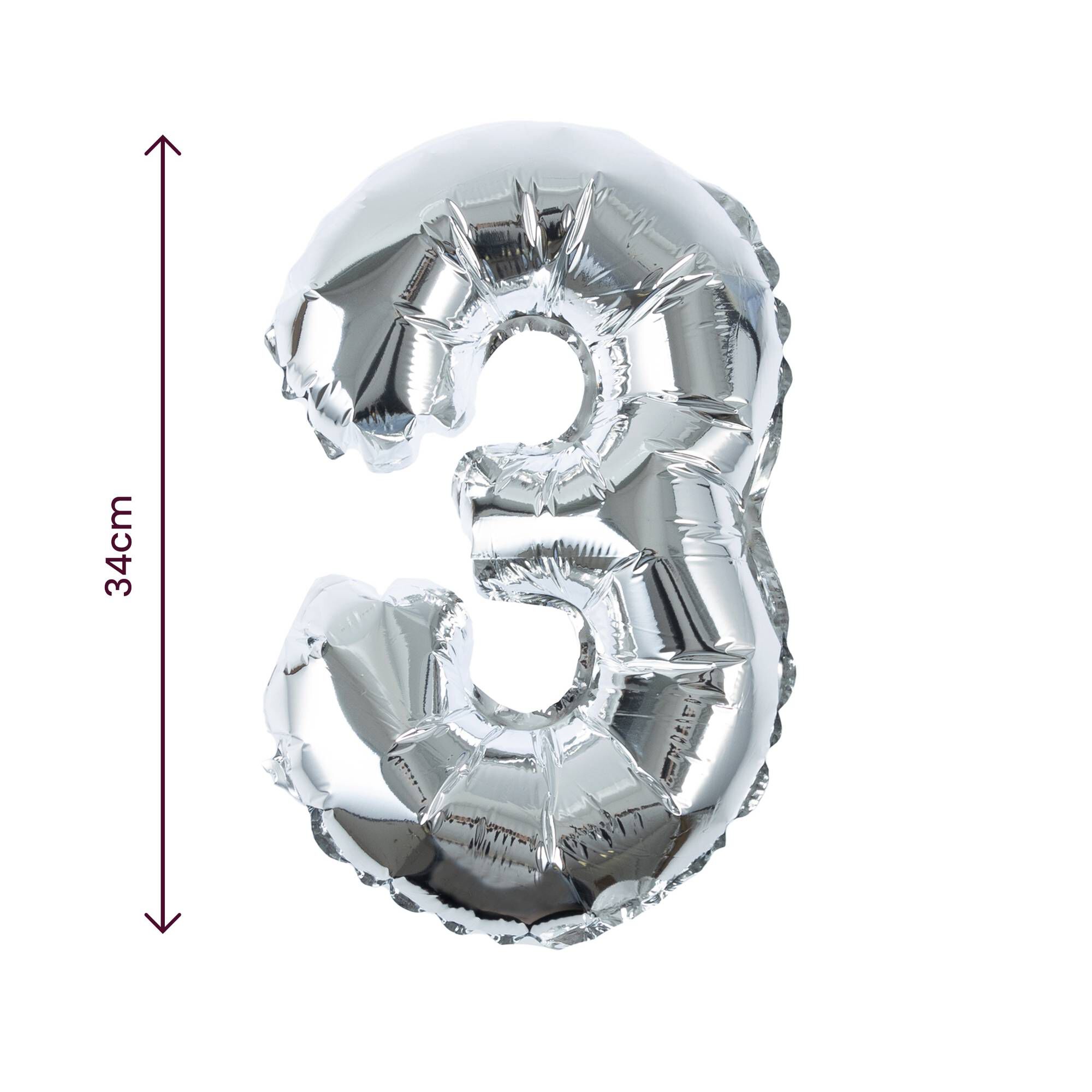 Silver Foil Number 3 Balloon | Hobbycraft