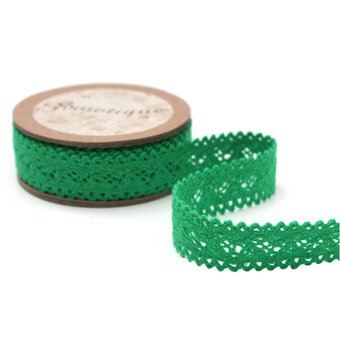 Green Cotton Lace Ribbon 18mm x 5m | Hobbycraft