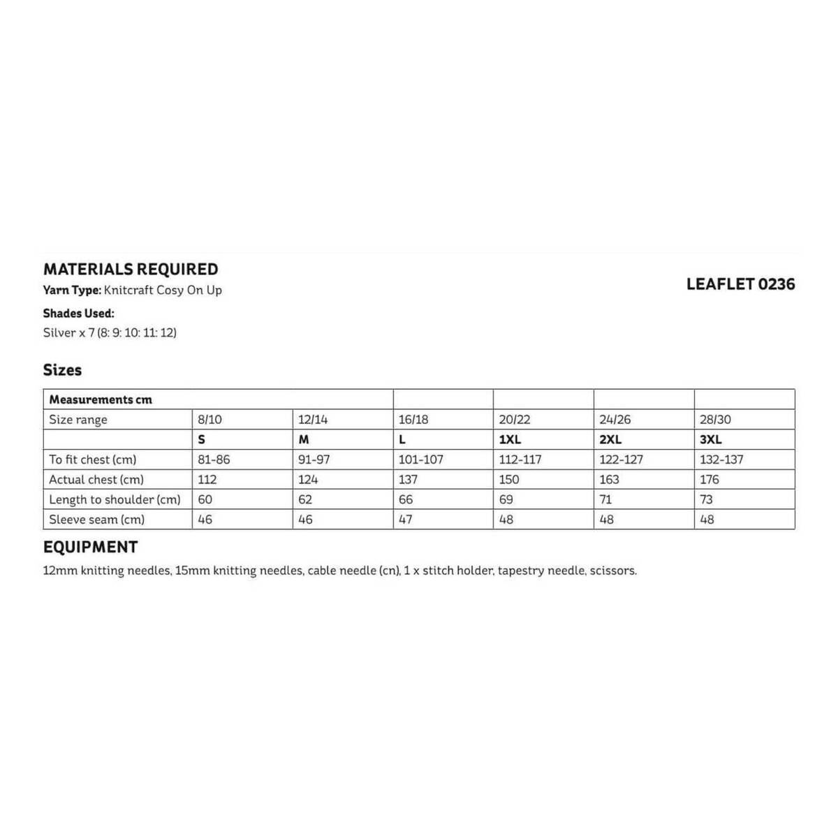 Knitcraft Cosy Cardigan Pattern 0236 | Hobbycraft