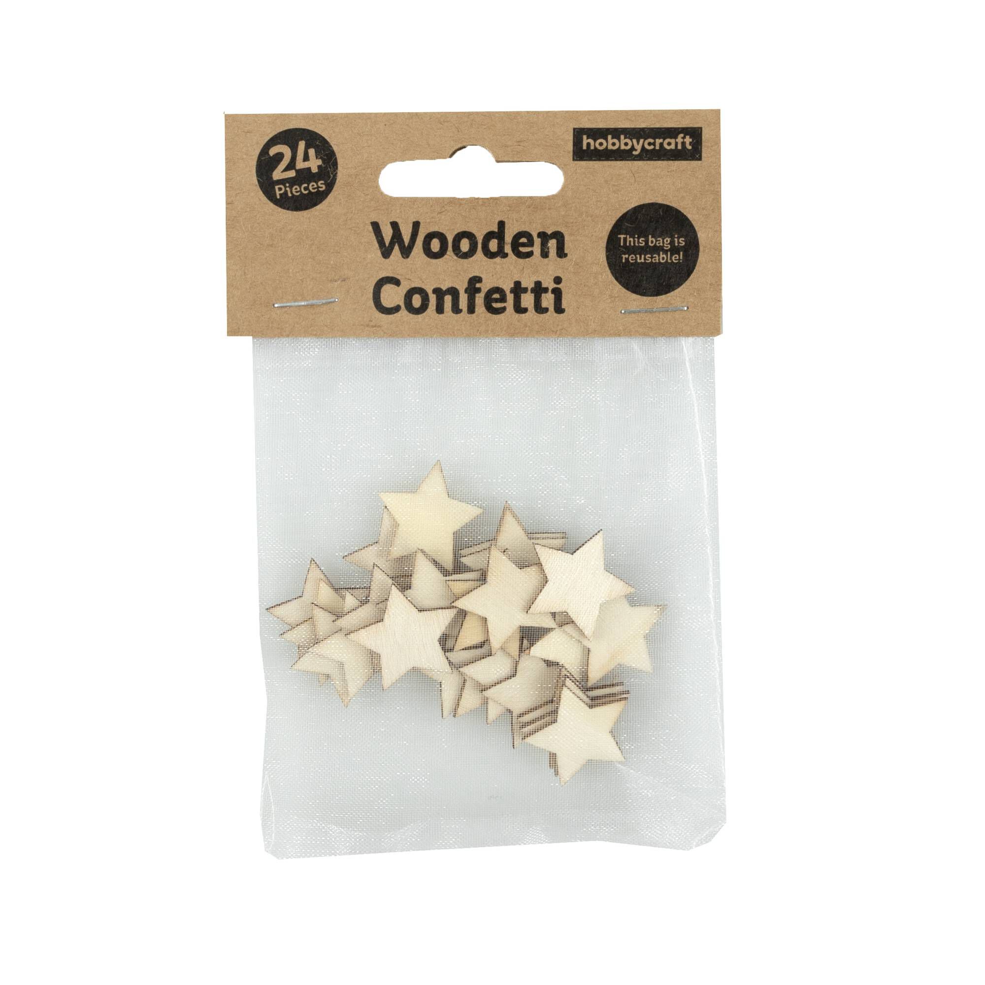 Wooden Star Confetti 24 Pieces | Hobbycraft