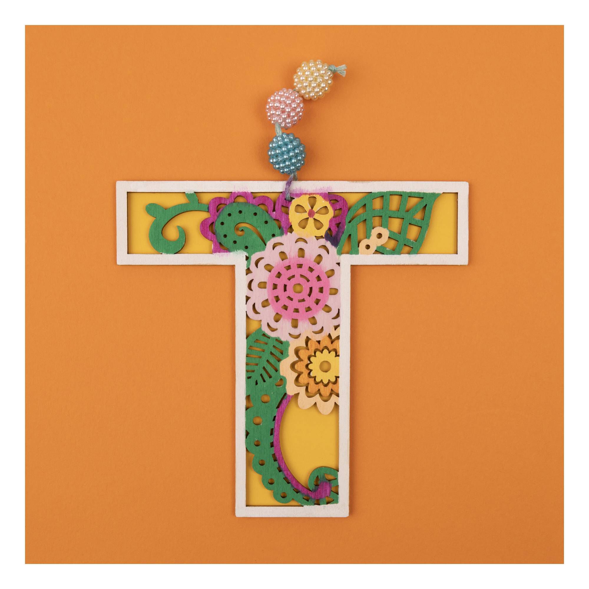 Wooden Filigree Hanging Letter T 12cm | Hobbycraft