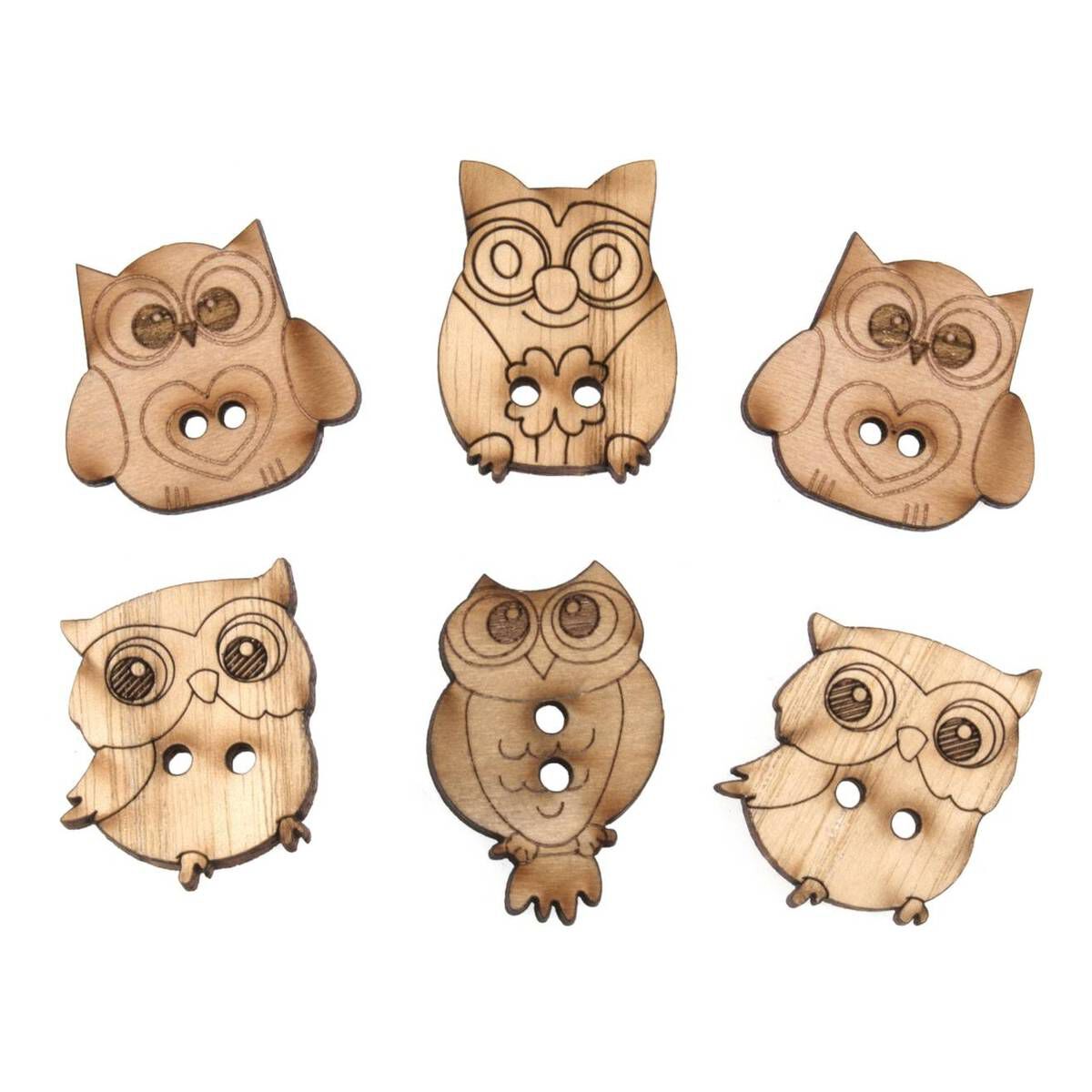 Trimits Wooden Owl Buttons 6 Pieces | Hobbycraft