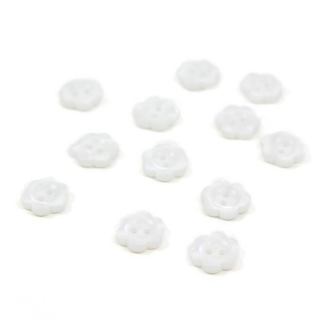Hemline White Basic Flower Button 12 Pack | Hobbycraft