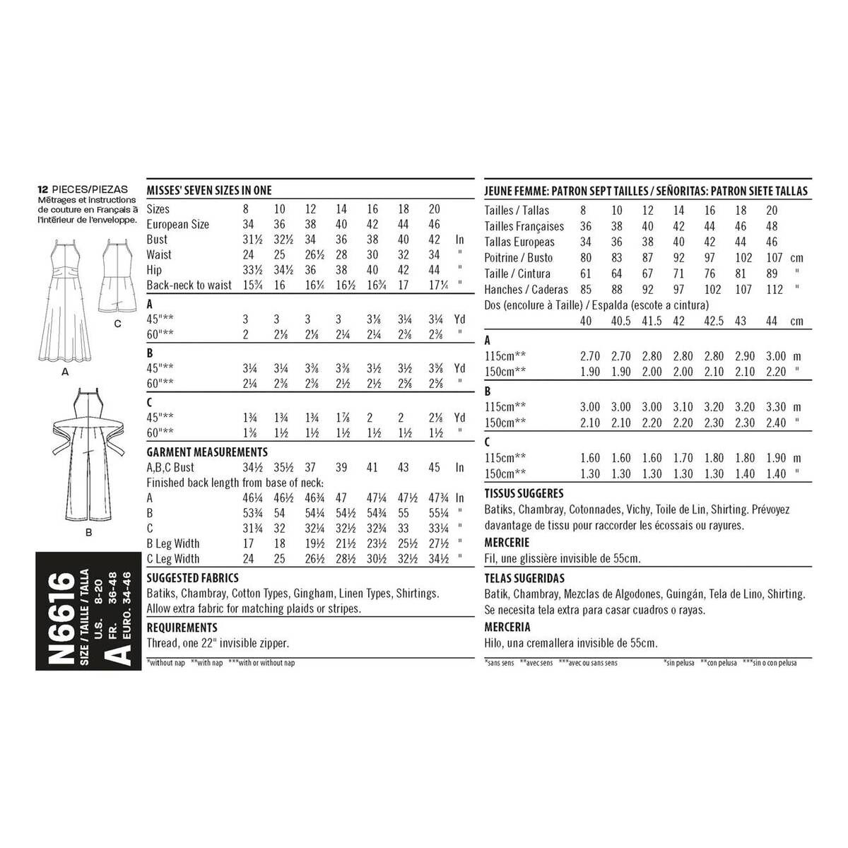 New Look Women's Jumpsuit Sewing Pattern N6616 | Hobbycraft