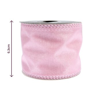 Pale Pink Wire Edge Organza Ribbon 63mm x 3m | Hobbycraft