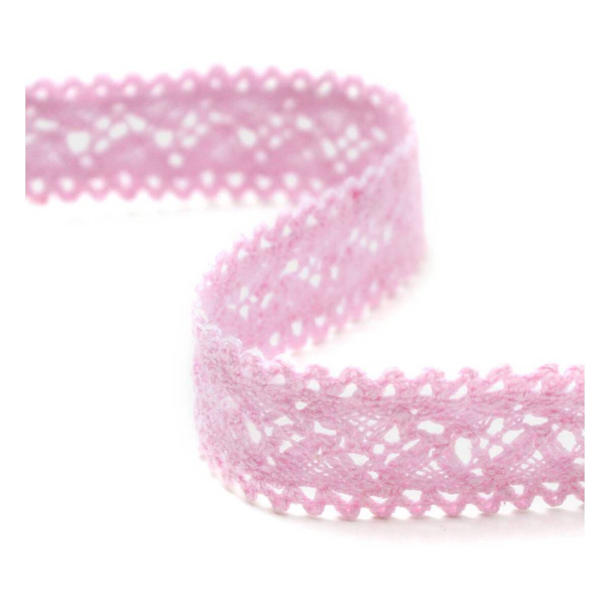 Pink Cotton Lace Ribbon 18mm x 5m | Hobbycraft