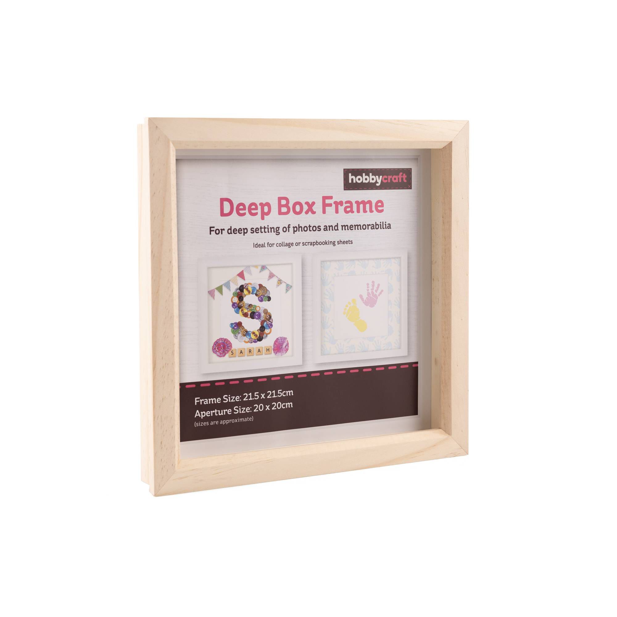 Natural Pine Deep Box Frame 20cm x 20cm | Hobbycraft