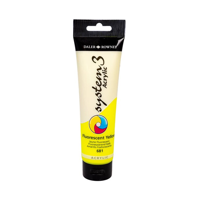 Daler Rowney System 3 Fluorescent Yellow Acrylic Paint 150ml | Hobbycraft