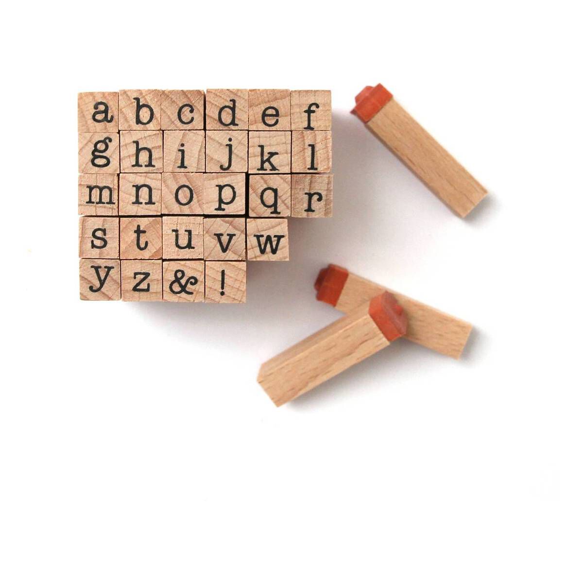 Typewriter Mini Alphabet Wooden Stamp Set 30 Pieces | Hobbycraft
