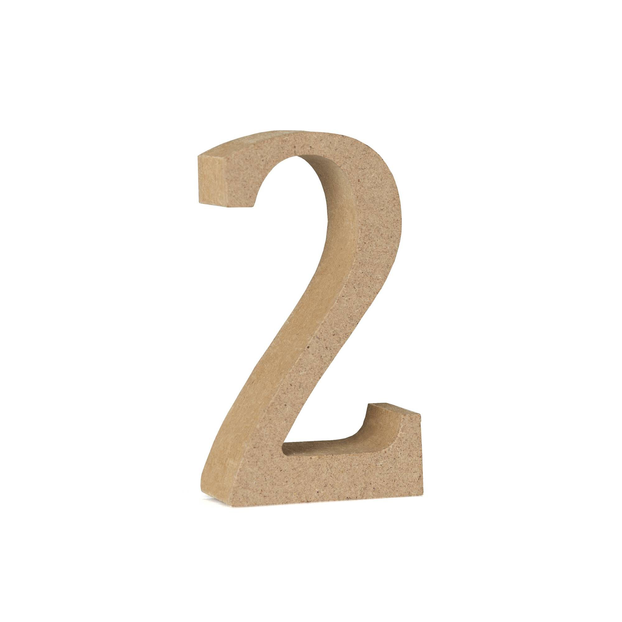 MDF Wooden Number 2 8cm | Hobbycraft