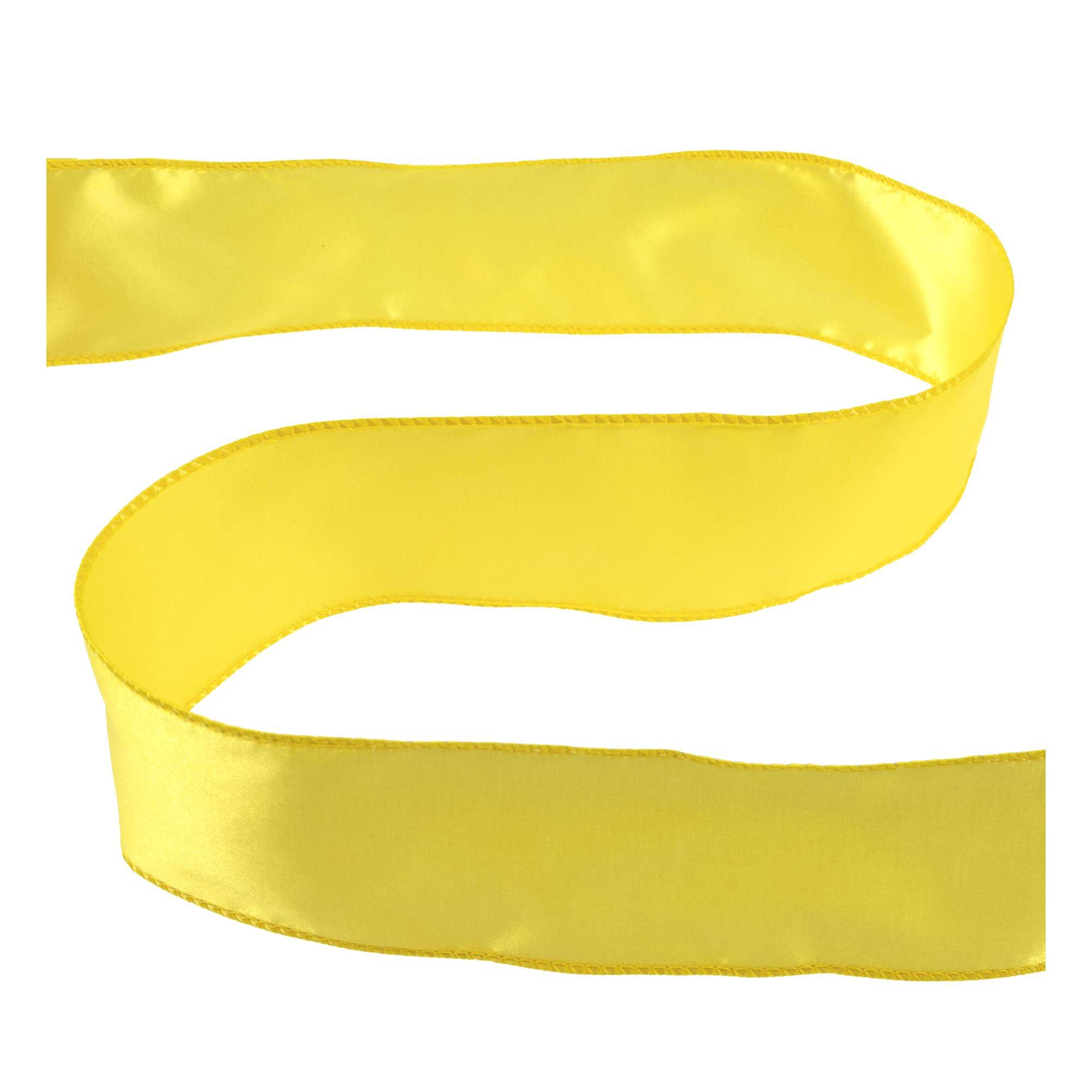 Yellow Wire Edge Satin Ribbon 63mm x 3m | Hobbycraft