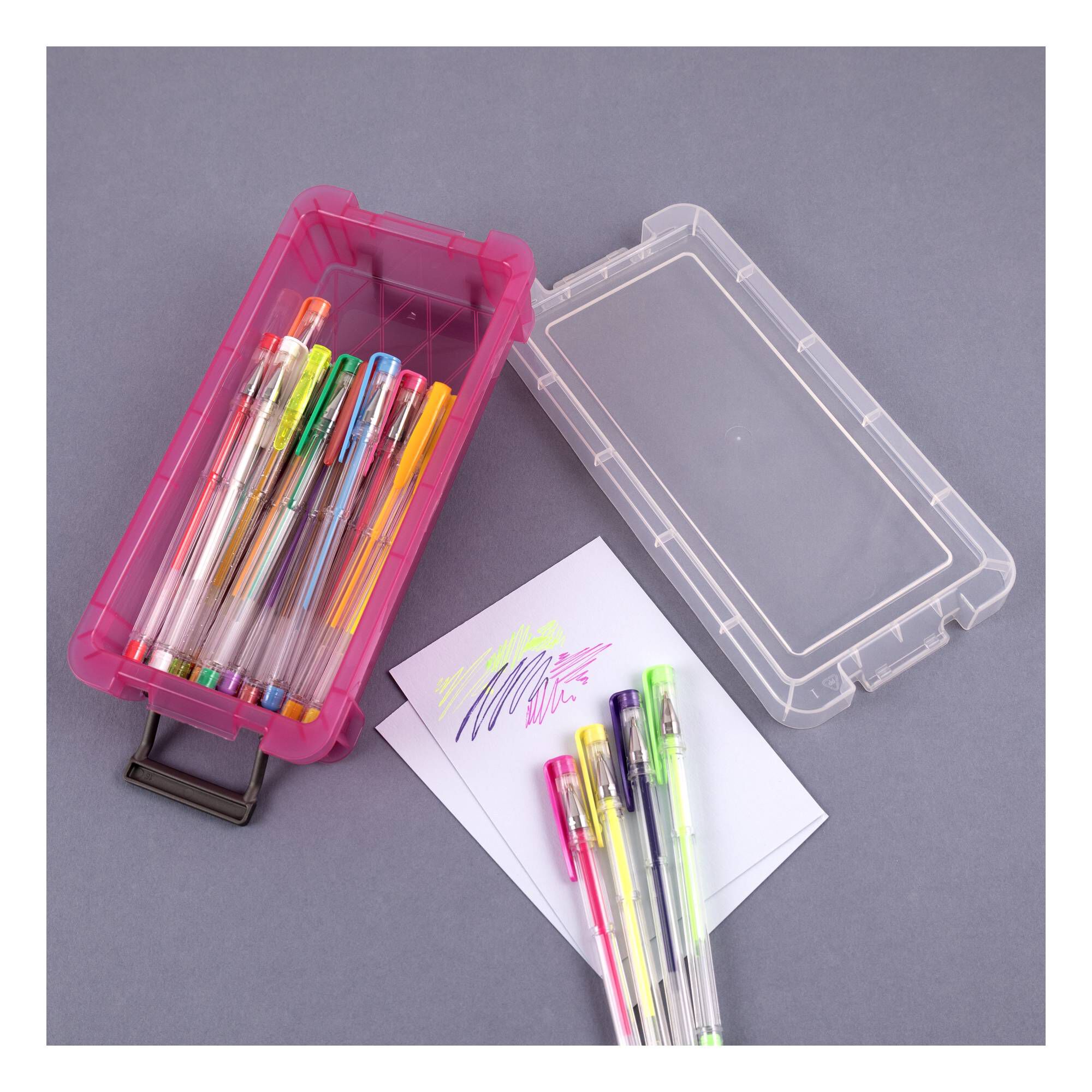 Whitefurze Allstore 0.75 Litre Transparent Pink Storage Box | Hobbycraft