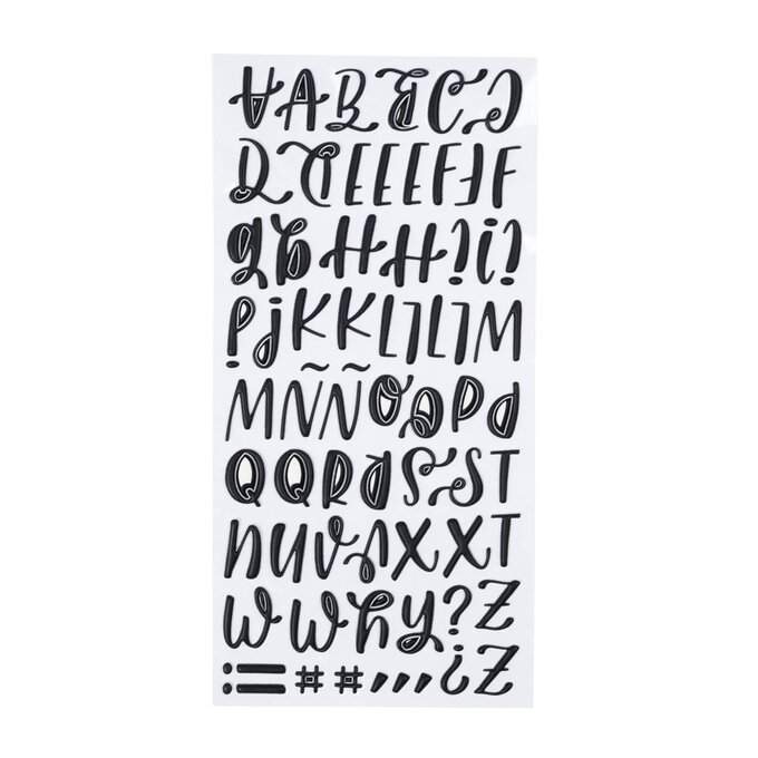 Matt Black Uppercase Puffy Script Alphabet Stickers | Hobbycraft