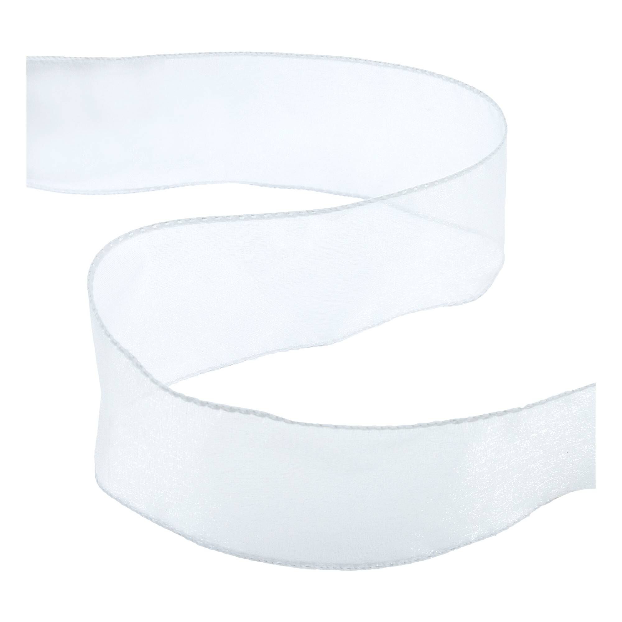 White Wire Edge Organza Ribbon 63mm x 3m | Hobbycraft