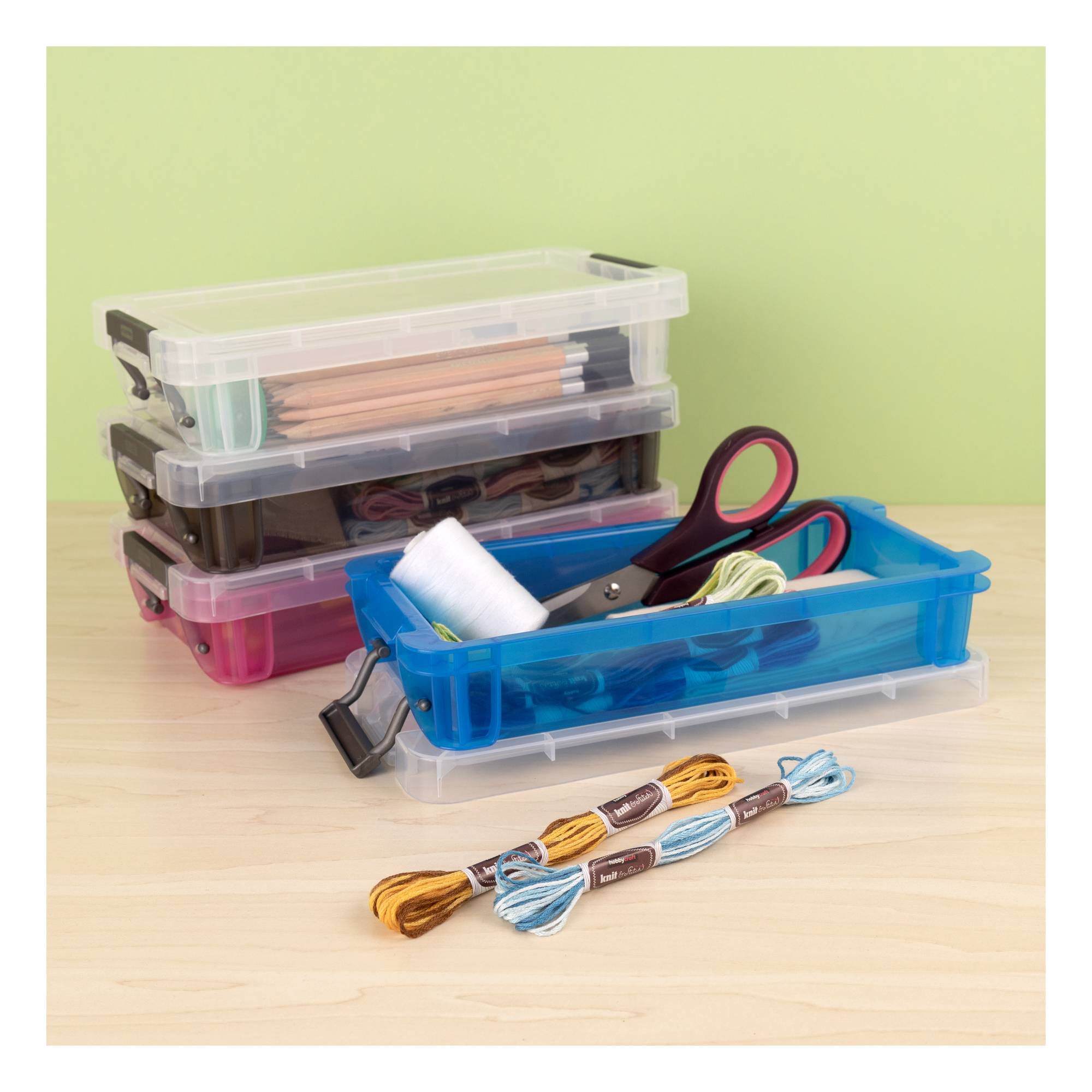 Whitefurze Allstore 0.75 Litre Transparent Blue Storage Box | Hobbycraft