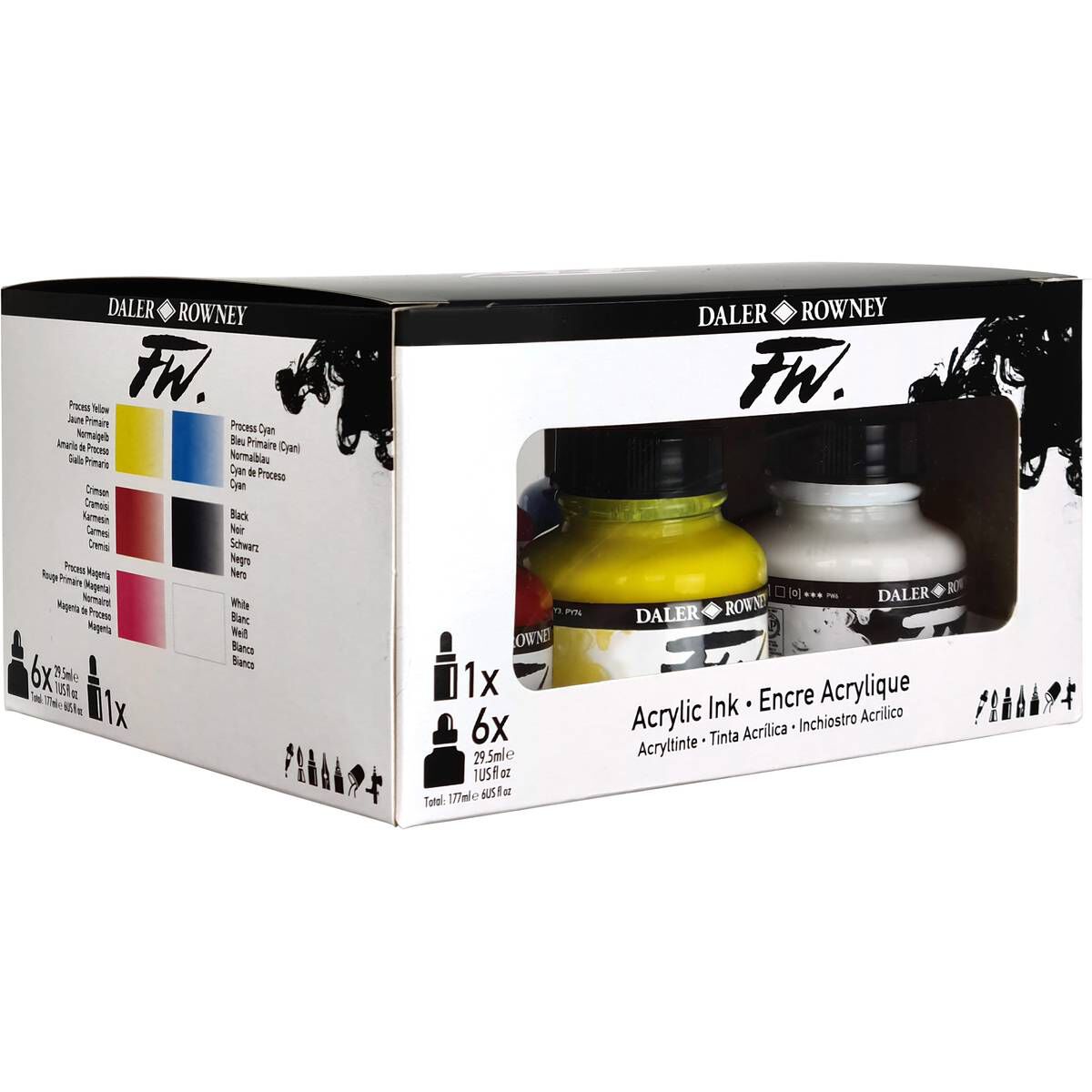 Daler-Rowney FW Primary Acrylic Ink 29.5ml 6 Pack | Hobbycraft