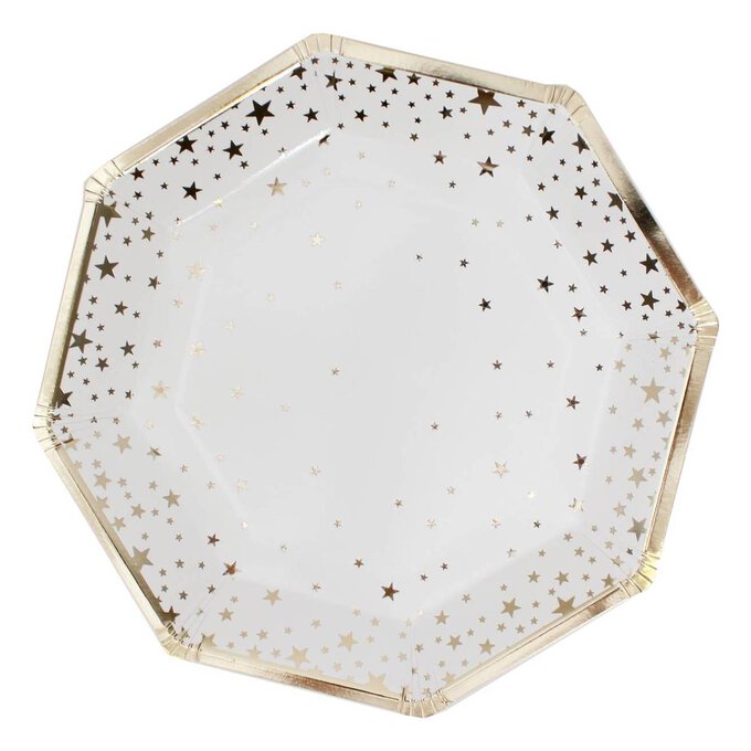 Gold Foil Star Paper Plates 8 Pack | Hobbycraft