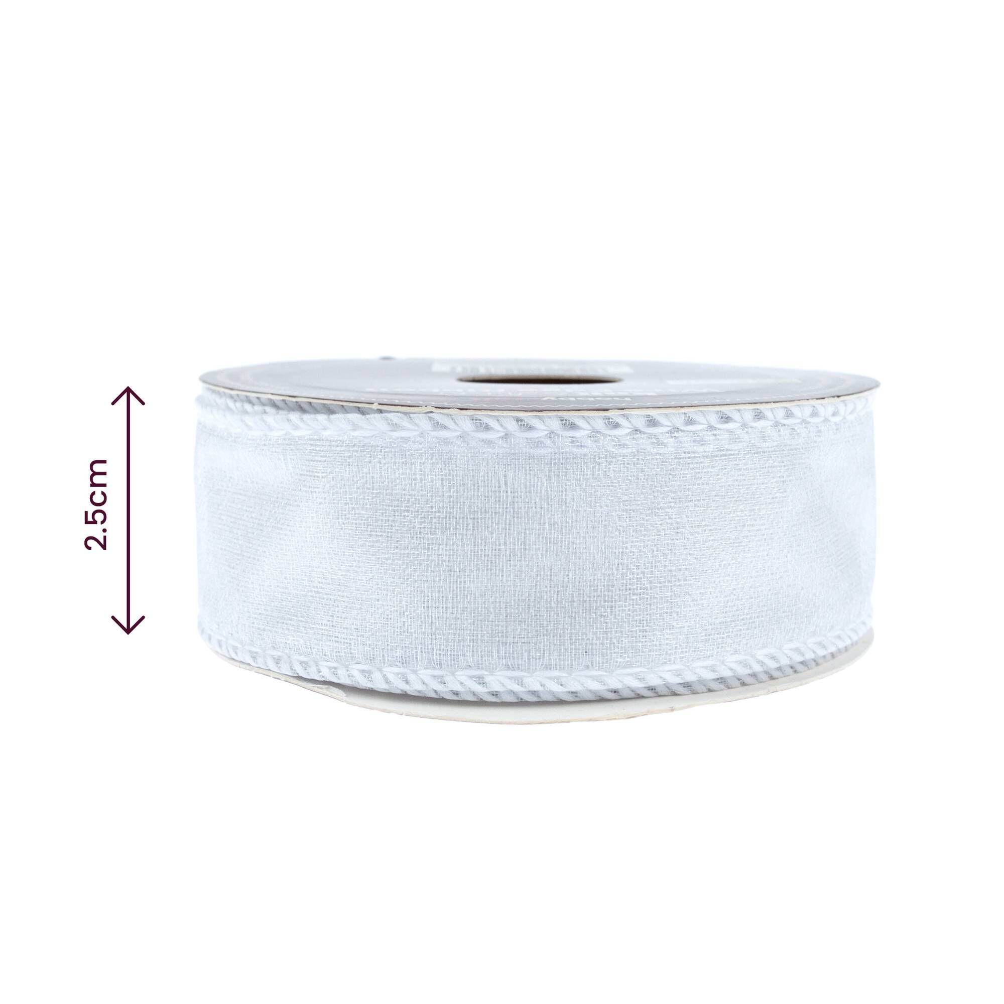 White Wire Edge Organza Ribbon 25mm x 3m | Hobbycraft