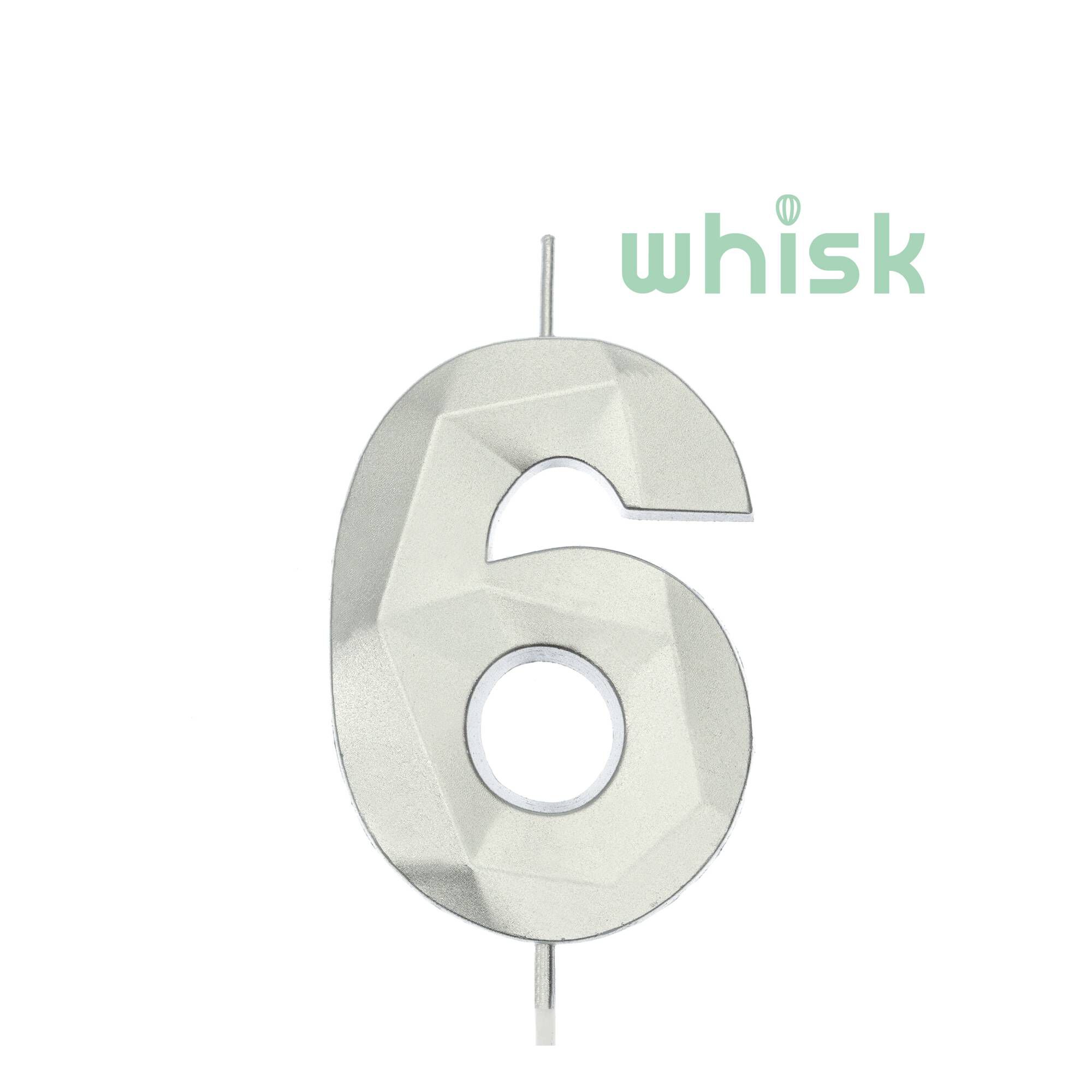 Whisk Silver Faceted Number 6 Candle | Hobbycraft