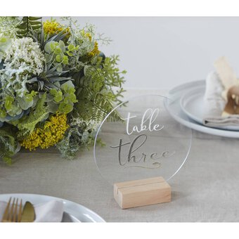Clear Round Acrylic Table Sign 18cm | Hobbycraft