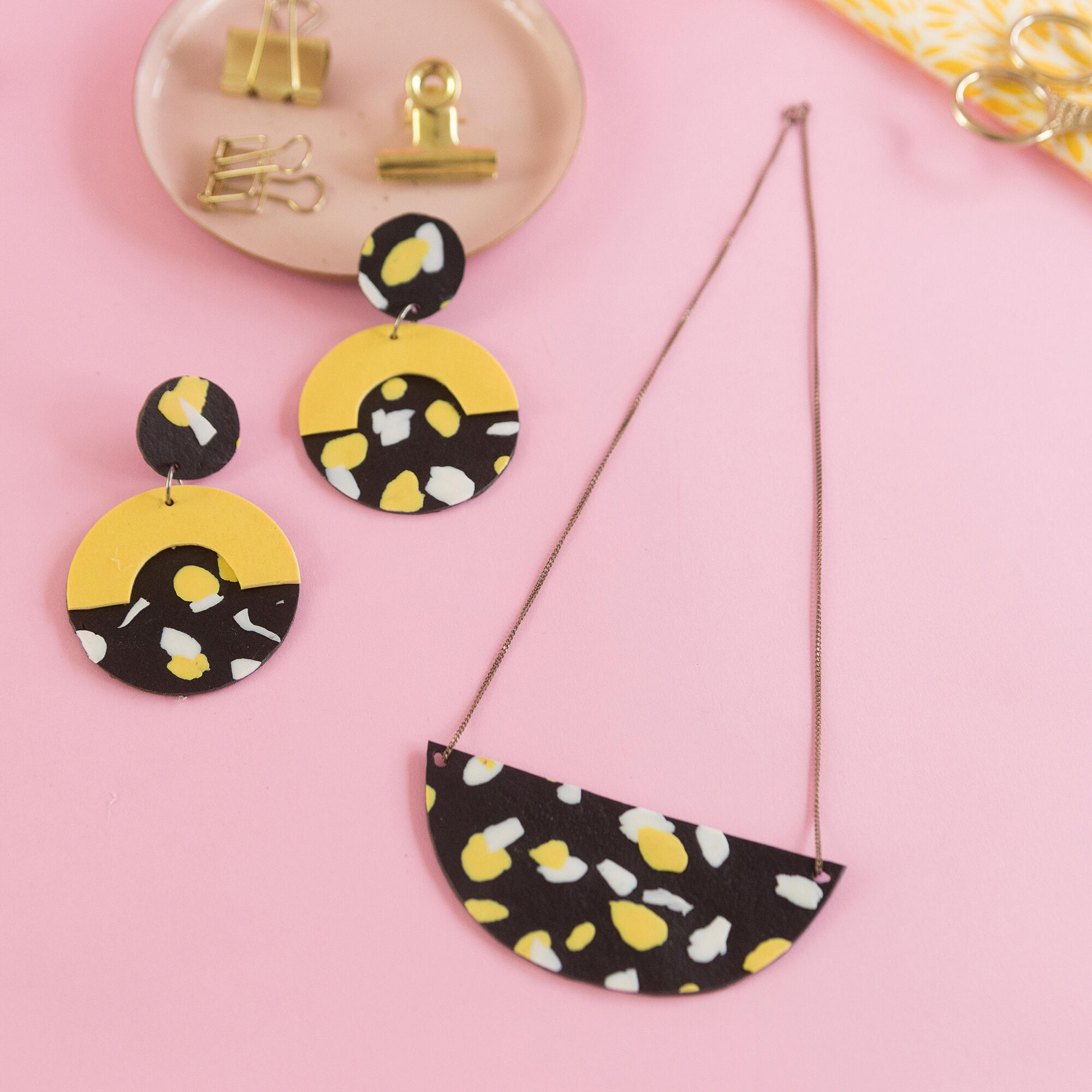 How to Make FIMO Leather-Effect Terrazzo-Style Jewellery | Hobbycraft