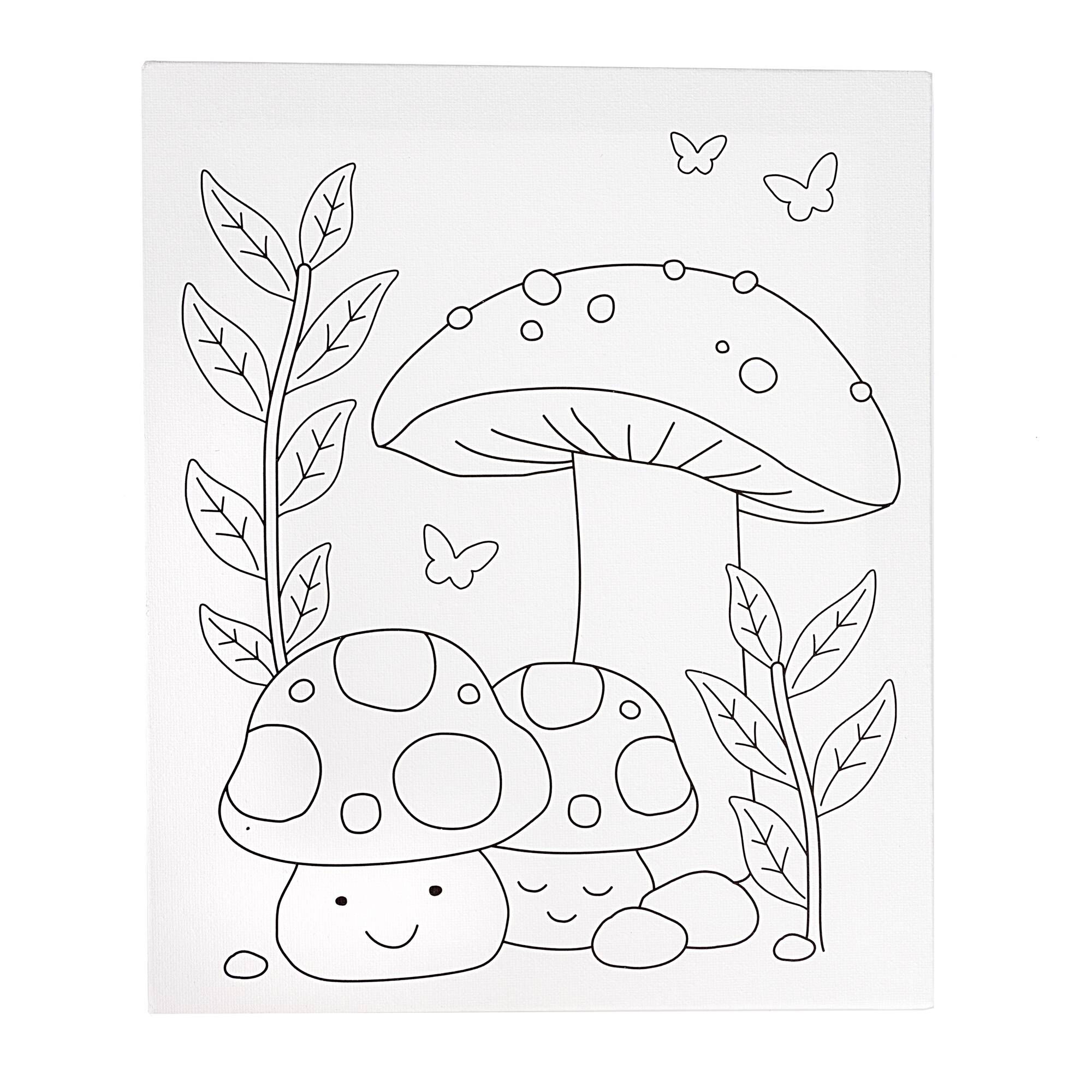 Mushroom Colour-in Canvas | Hobbycraft