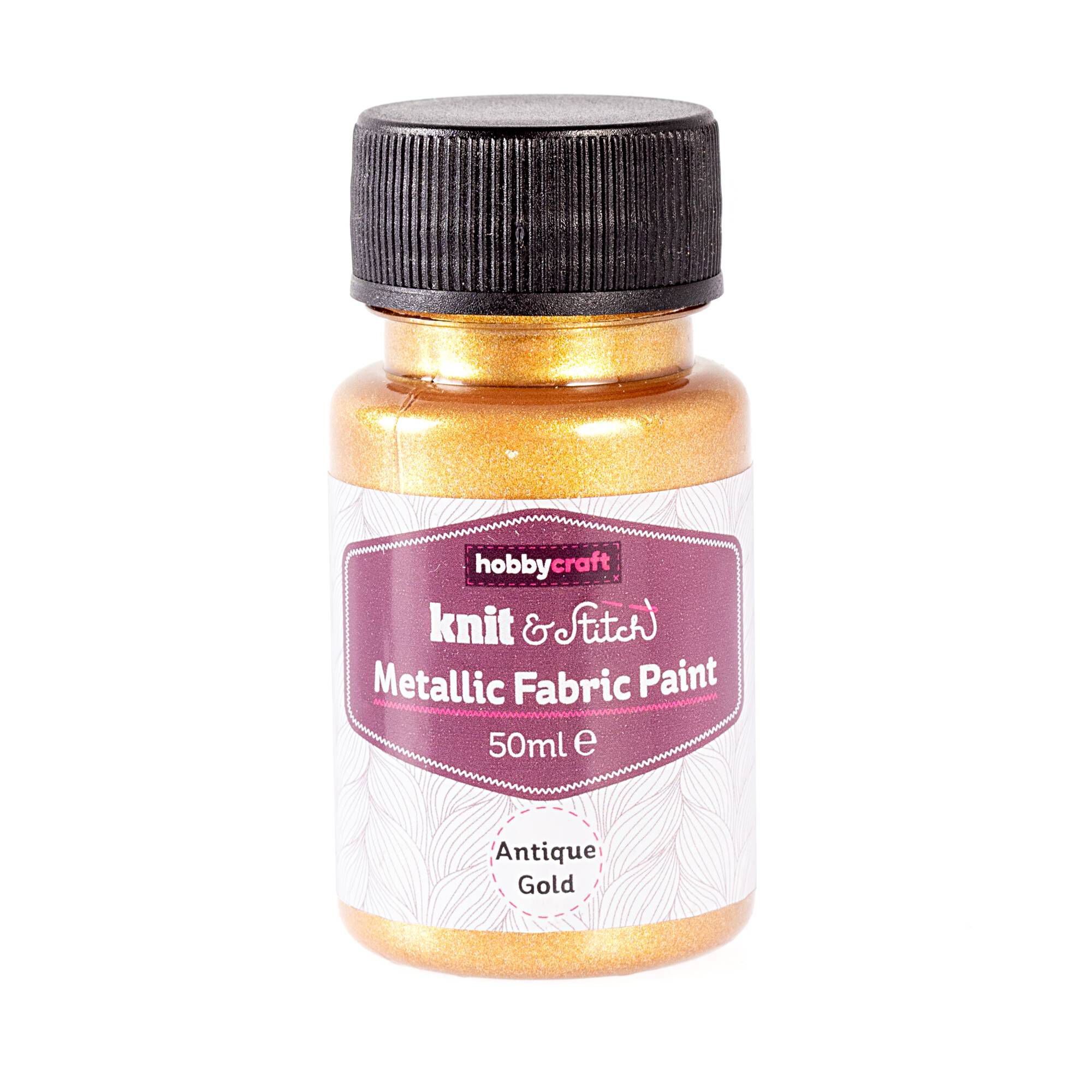 Antique Gold Metallic Fabric Paint 50ml | Hobbycraft