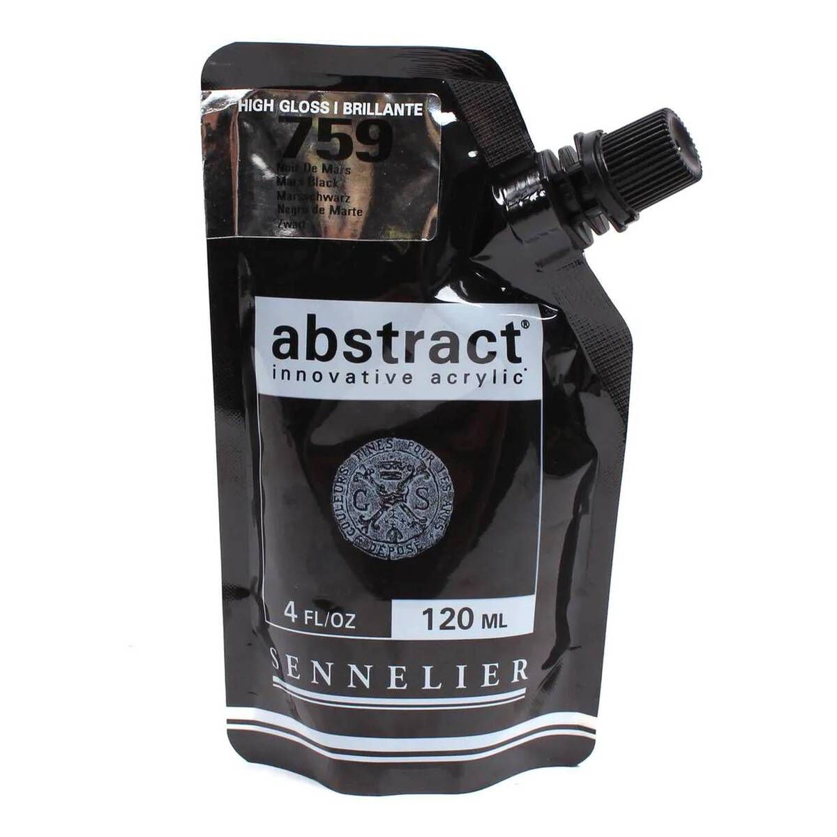 Sennelier High Gloss Mars Black Abstract Acrylic Paint Pouch 120ml ...