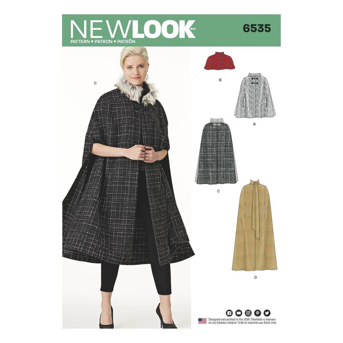 New Look Women's Cape Sewing Pattern 6535 | Hobbycraft