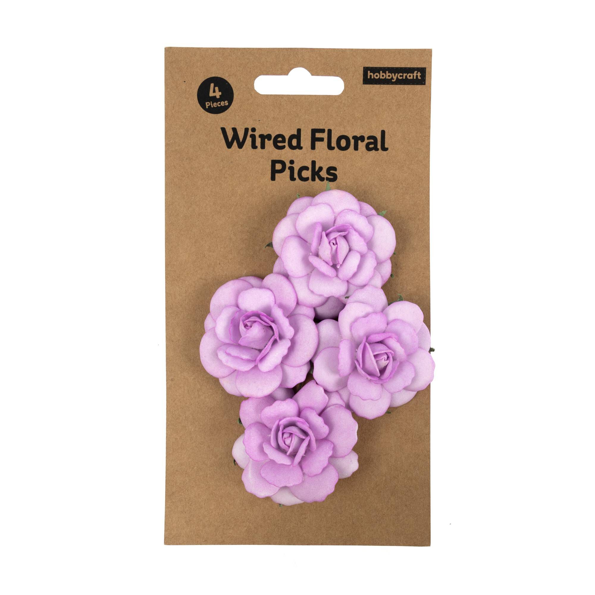 Pink Clara Flower Wired Floral Picks 4 Pieces | Hobbycraft