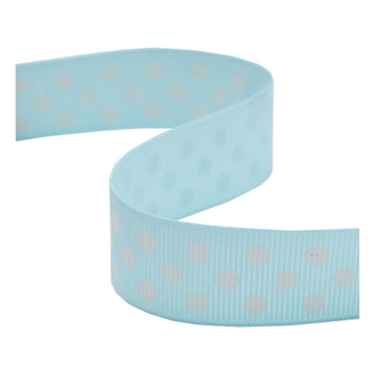 Baby Blue Spots Grosgrain Ribbon 19mm x 4m | Hobbycraft