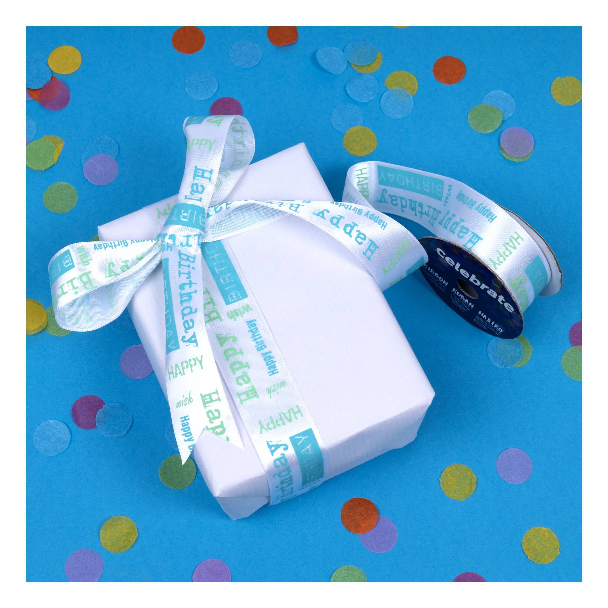 Baby Blue Happy Birthday Ribbon 25mm x 3m | Hobbycraft