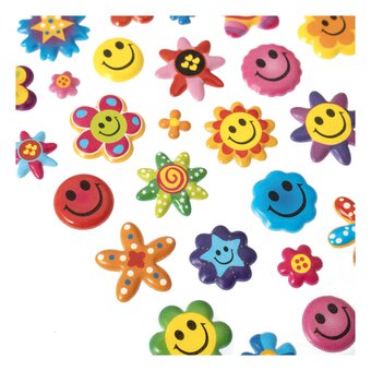 Smiley Flower Puffy Stickers | Hobbycraft