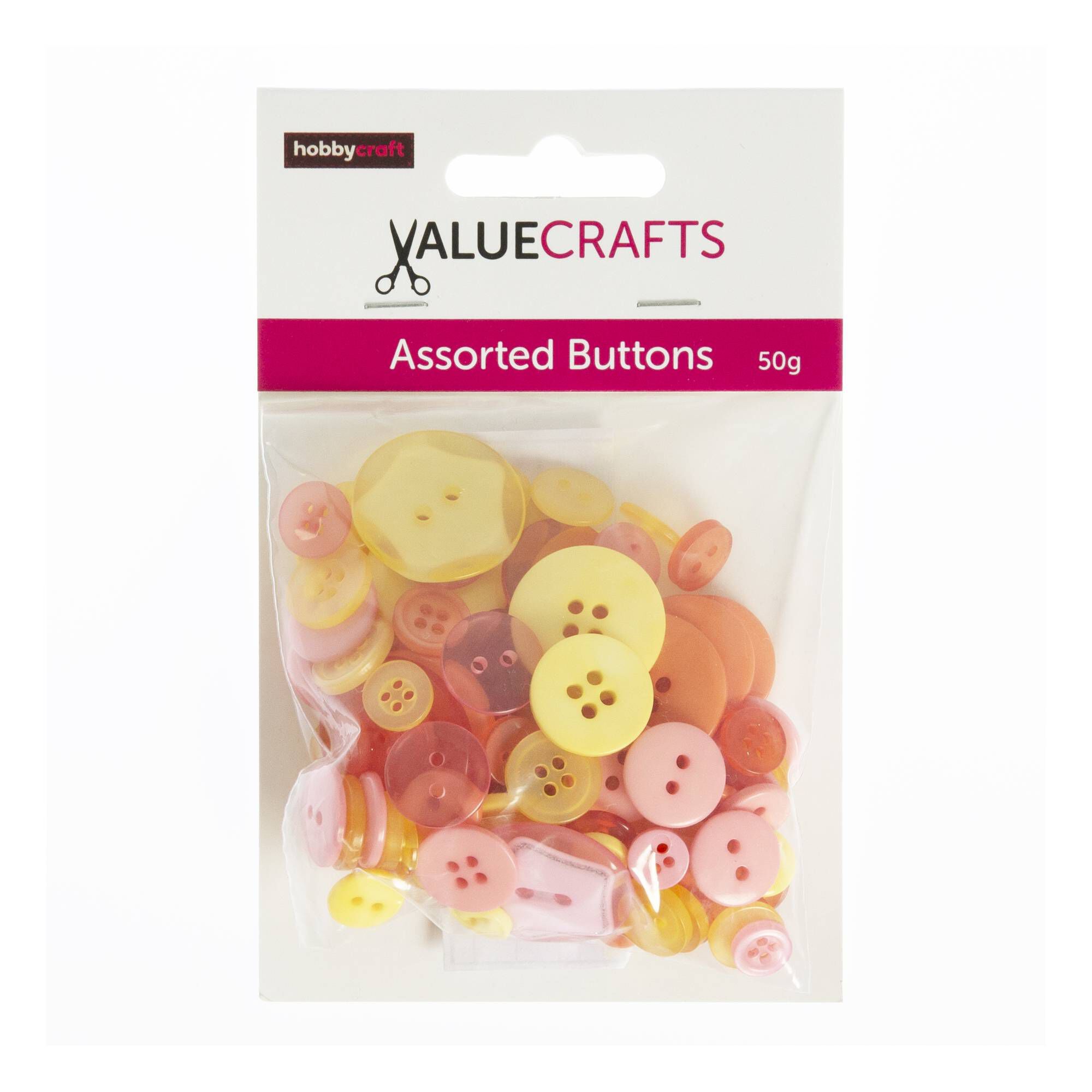 Yellow and Orange Buttons Pack 50g | Hobbycraft
