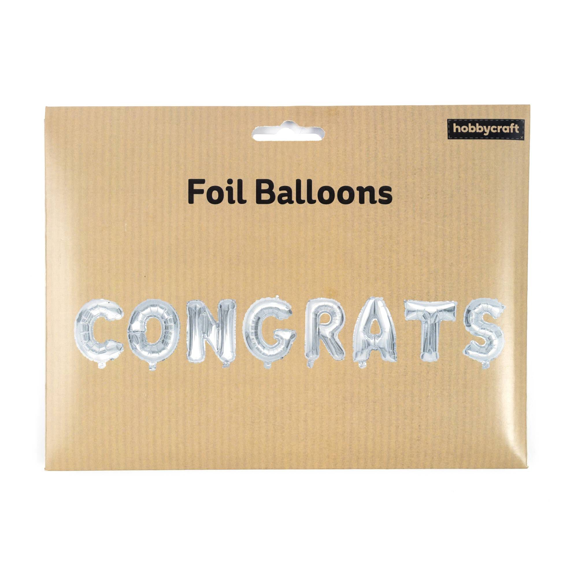Silver Congrats Foil Balloon Set | Hobbycraft
